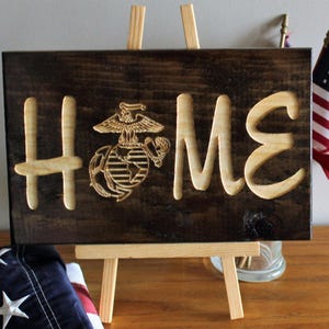 Home Sign, Carved Wood Sign, Engraved Sign, Military Home Decor, USMC ...