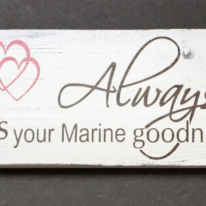 Marine Wife Wooden Sign With Distressed White Background and Brown Wood ...