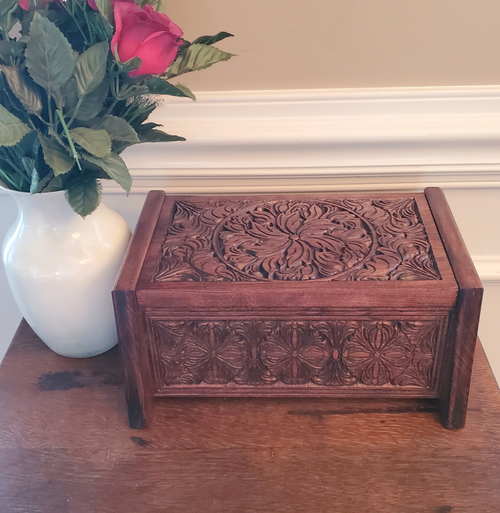 Wooden Urn for Human Ashes - Wooden Memorial Box Carved - Keepsake ...