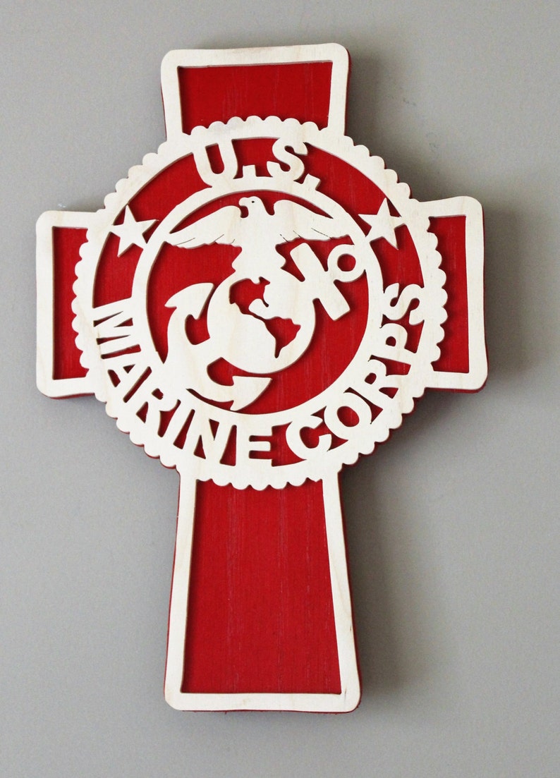 United States Marine Corps Wood Wall Cross Handmade Military - Etsy