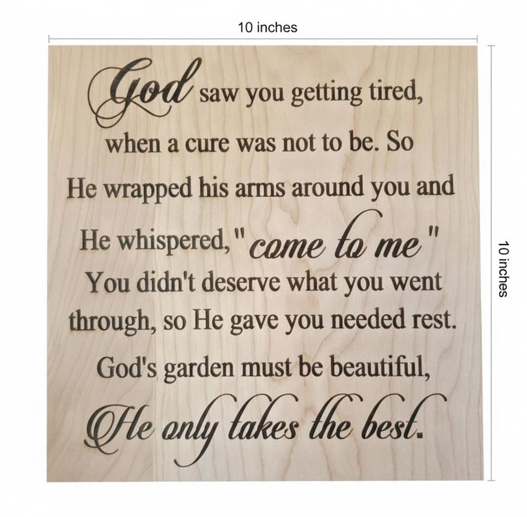 Memorial Poem - Sympathy Gift - God Saw You Getting Tired Laser ...