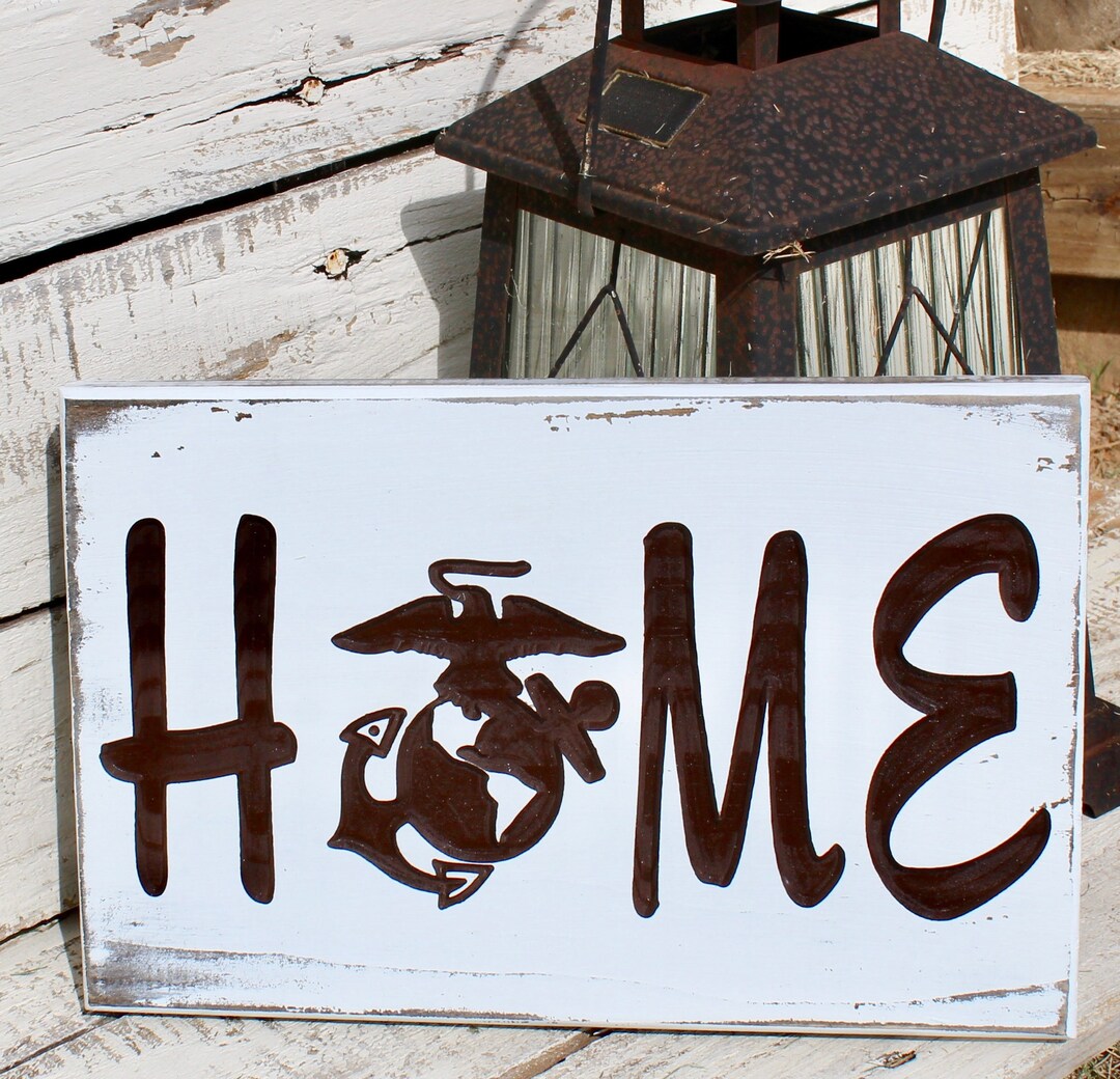 Rustic USMC Home Wood Sign: Marine Corps Family Gift - Etsy