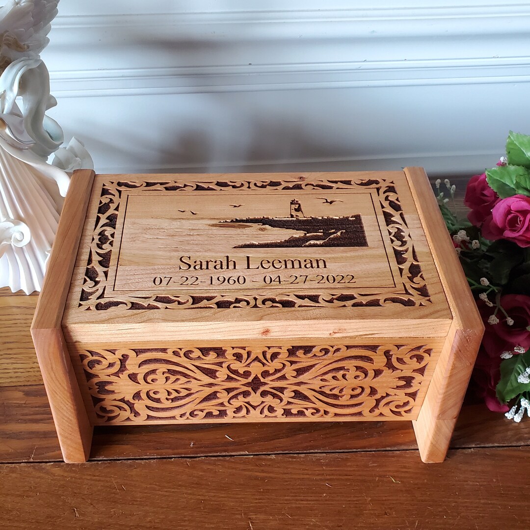 Santa Cruz Walton Lighthouse Wood Cremation Urn for Adult Human Ashes ...