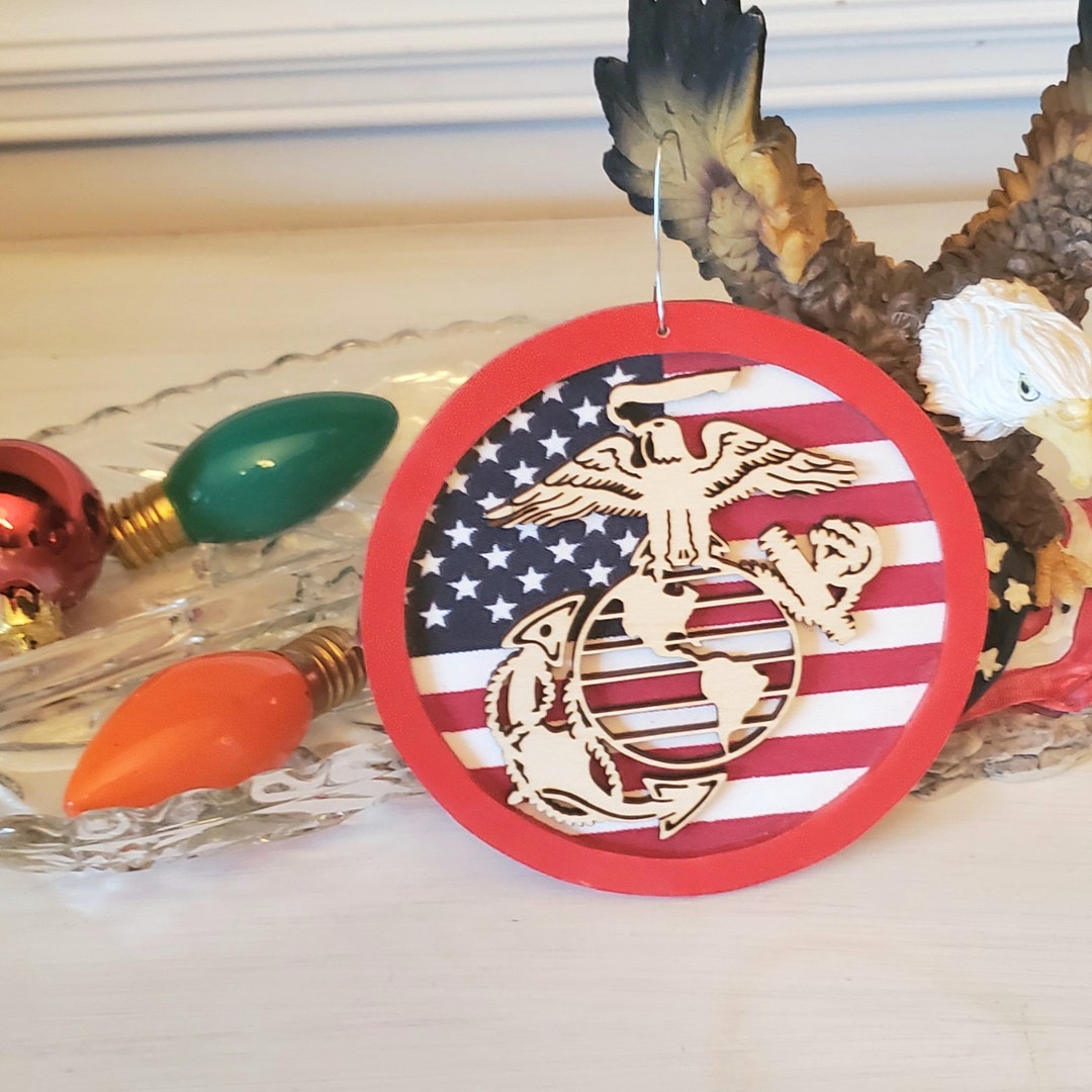 USMC Handmade Wood Ornament - United States Marine Corps Gift Topper ...