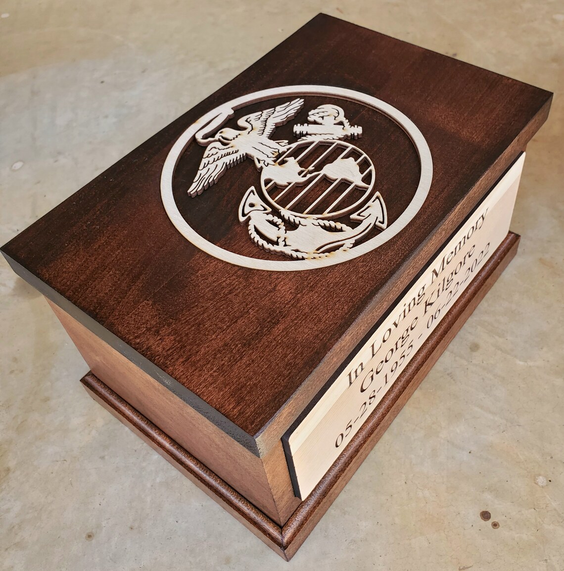 USMC Cremation Urn: Personalized Marine Corps Veteran Memorial - Etsy