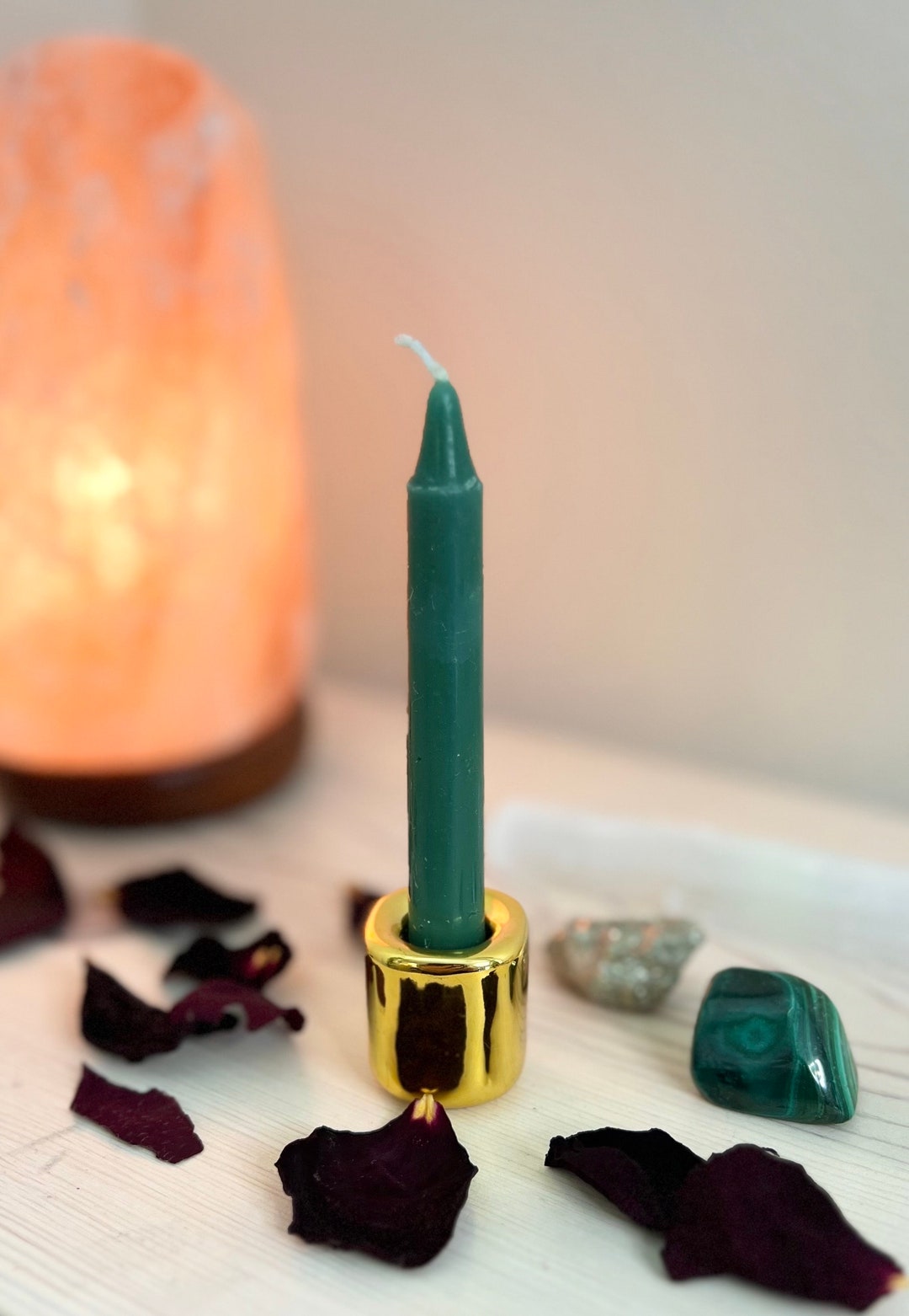 Ritual Gold Candle Holder With 2 Candles Spell Candle - Etsy