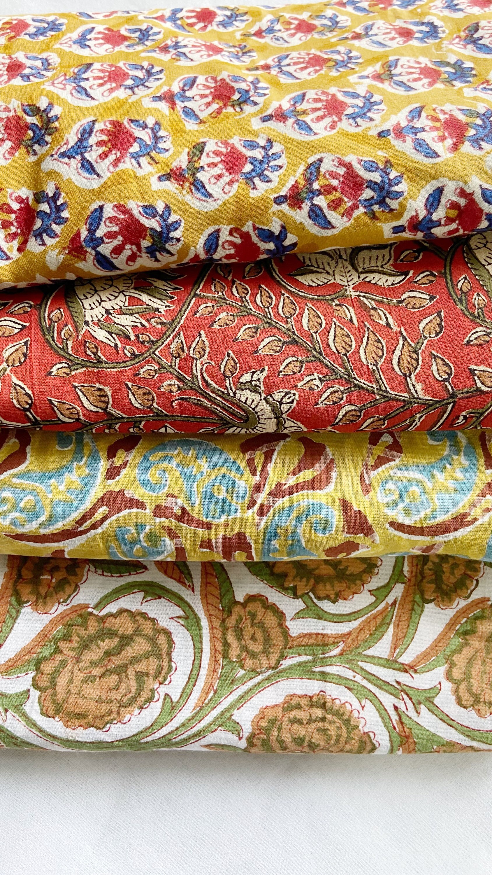 Earthy Color Fat Quarter Bundle, Hand Block Print Cotton Fabric, 4 Pack ...