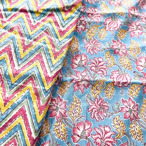 Multi Color Block Print Cotton Fabric for Dressmaking, Sewing, Quilting ...