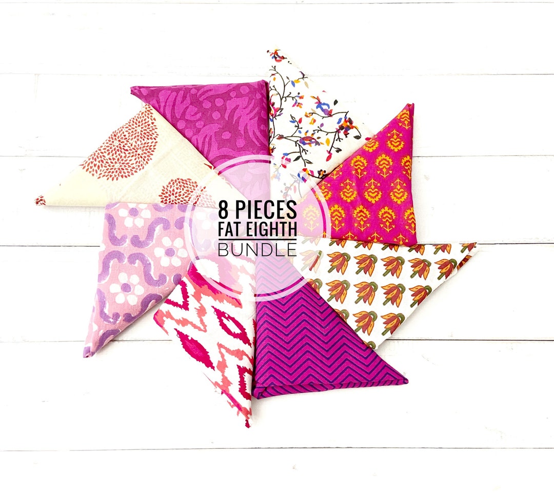 Fuchsia Pink Mix Color Block Print Fat Quarter Bundle: 8 Assorted ...
