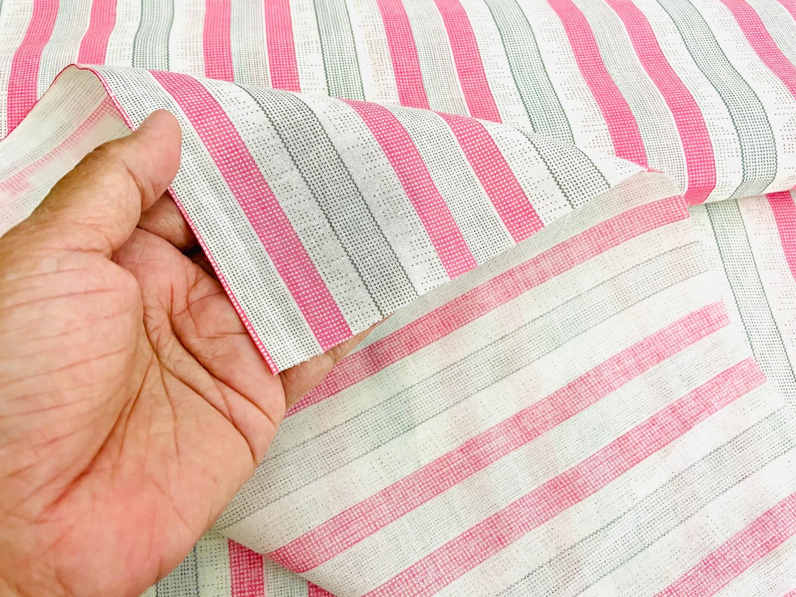 Pink Grey Wide Striped Cotton Fabric for Dress Making Sewing - Etsy