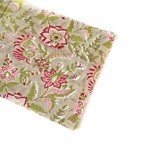 Big Floral Hand Block Print Fabric, 100% Cotton, Lightweight, Big ...