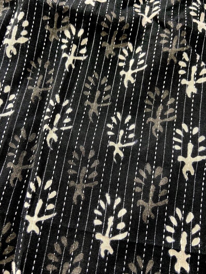 Black and White Hand Block Print Cotton Fabric for Dress Making Sewing ...