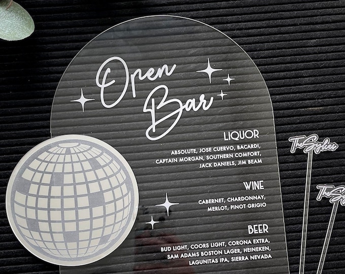 Custom Disco Signature Drink Sign / Retro Wedding Decor / Disco / 70s ...