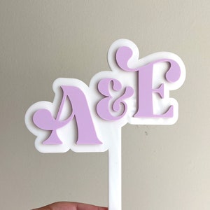 Retro Initials Cake Topper | Custom Disco Wedding Cake Topper ...