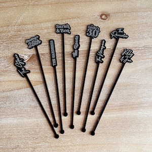 Wedding Logo Drink Stirrers | Personalized Wedding Decor | Gold Swizzle ...