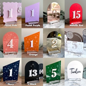 Wavy Custom Table Numbers / Colorful Wedding Decor / Disco Table ...