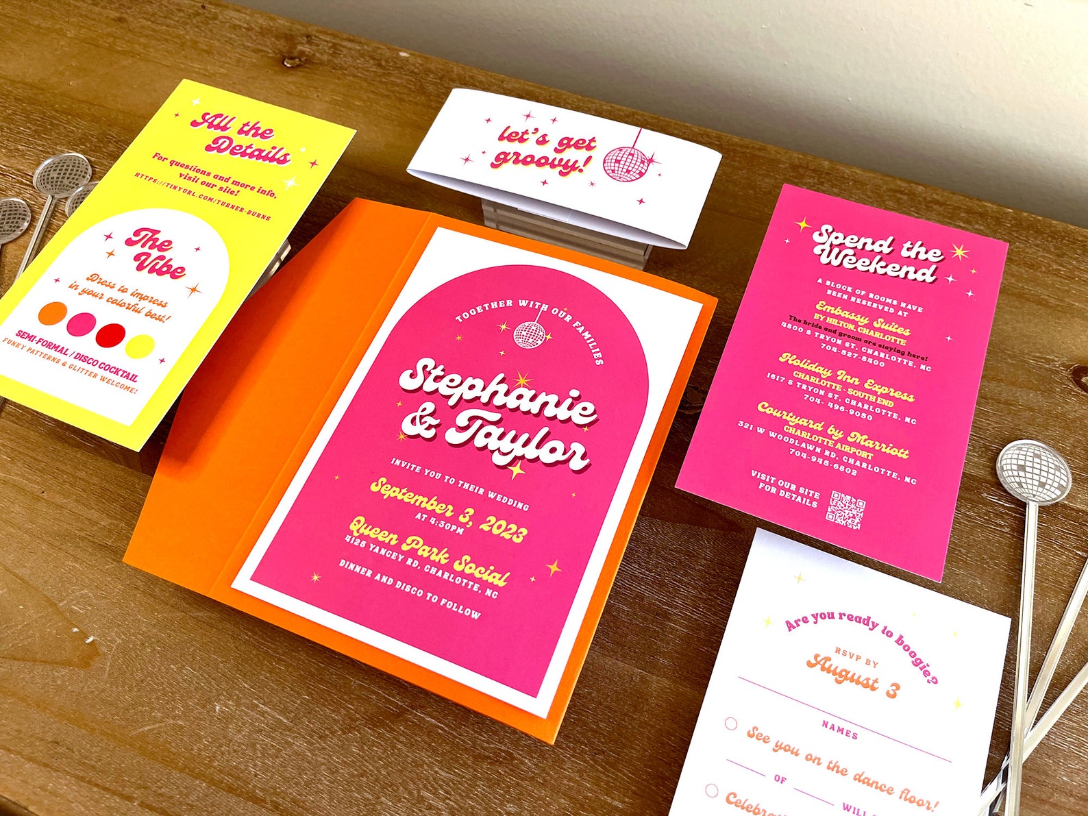 Custom Disco Wedding Suite With Pocket Folder and Envelope Address ...