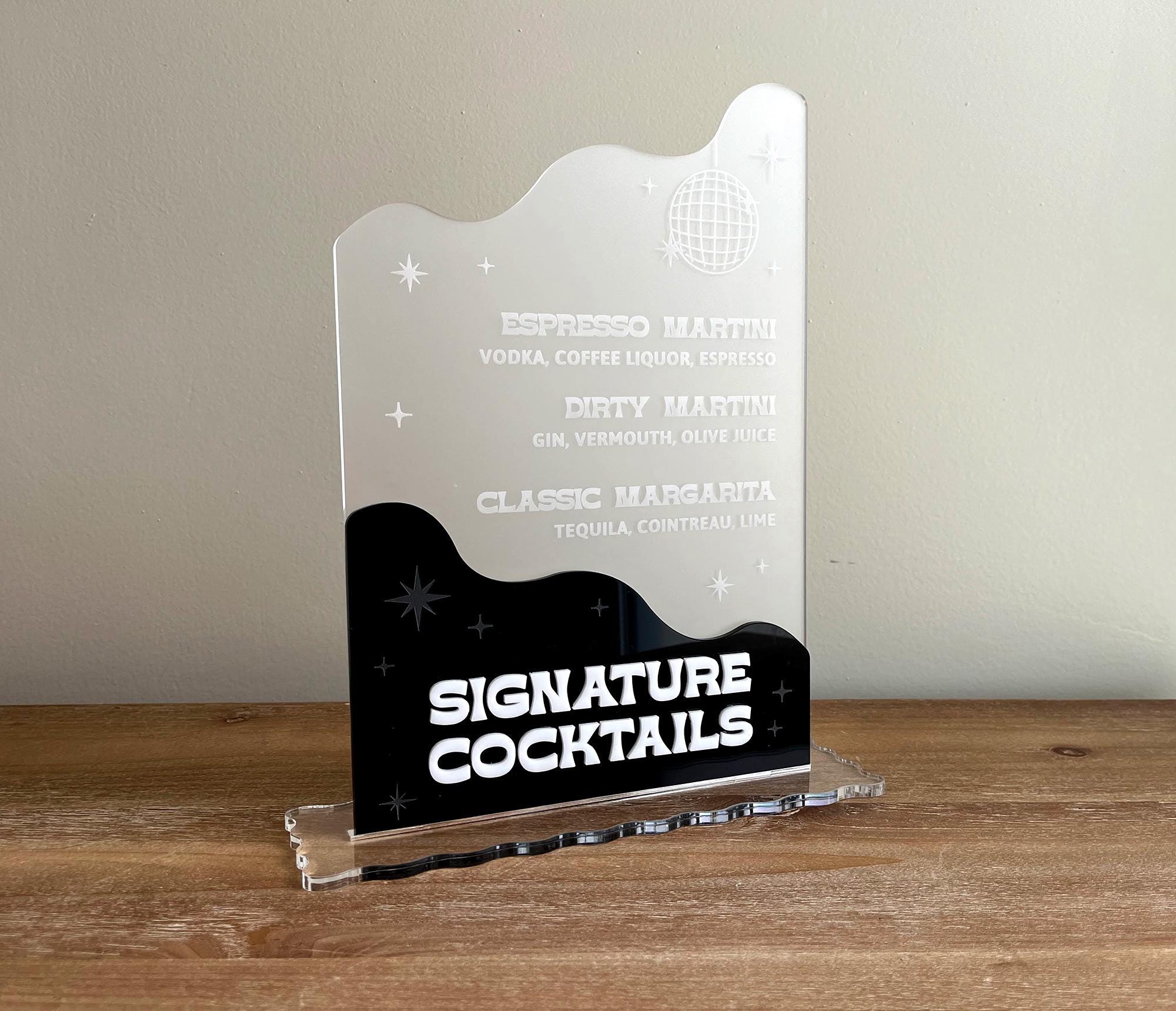 Custom Retro Signature Drink Sign / Wavy Wedding Decor / Disco / 70s ...