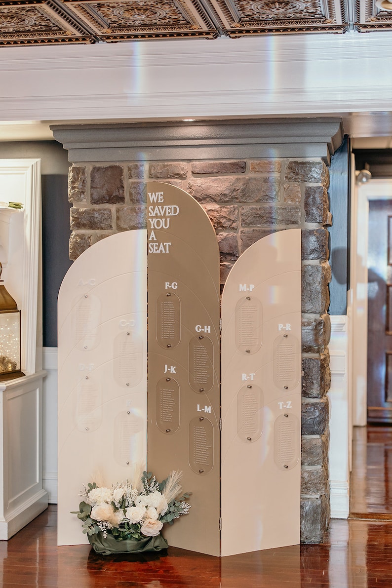 DIY Seating Chart Kit | 3 Panel Wood Arched Panel Background Stand ...