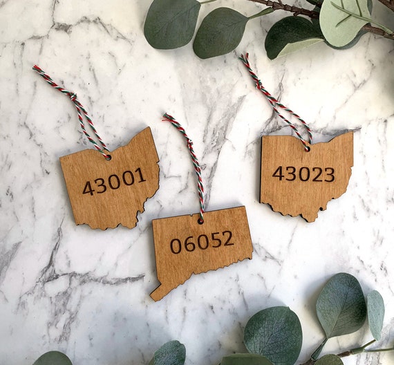Custom Zip Code Ornament / Personalized City Ornament / Wood / | Etsy