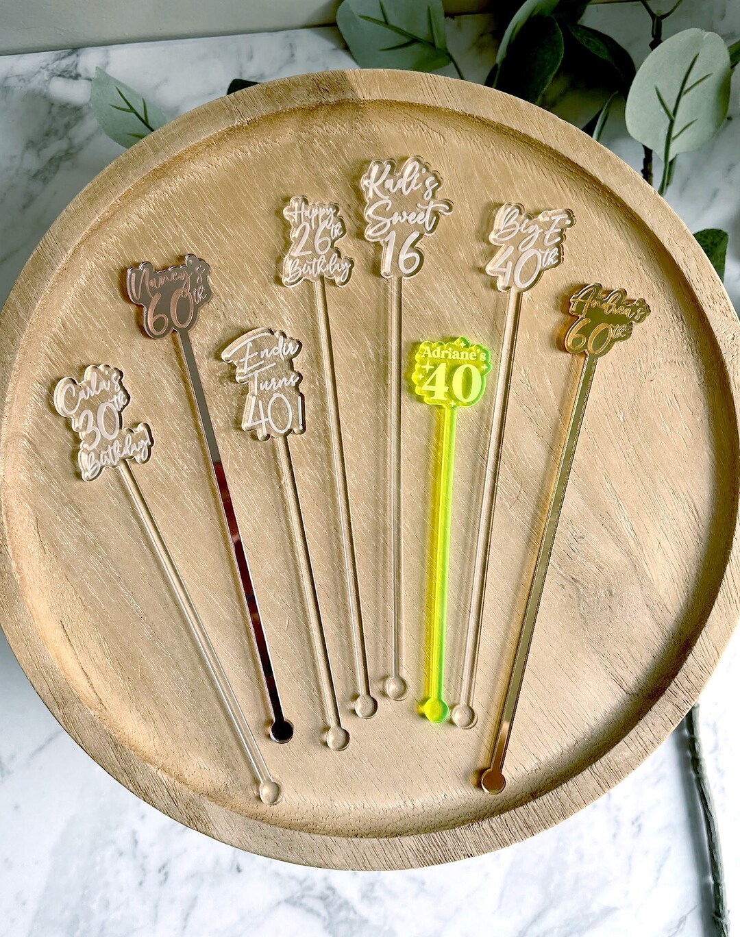 Custom Birthday Drink Stirrers | Personalized Party Decor | Metallic ...