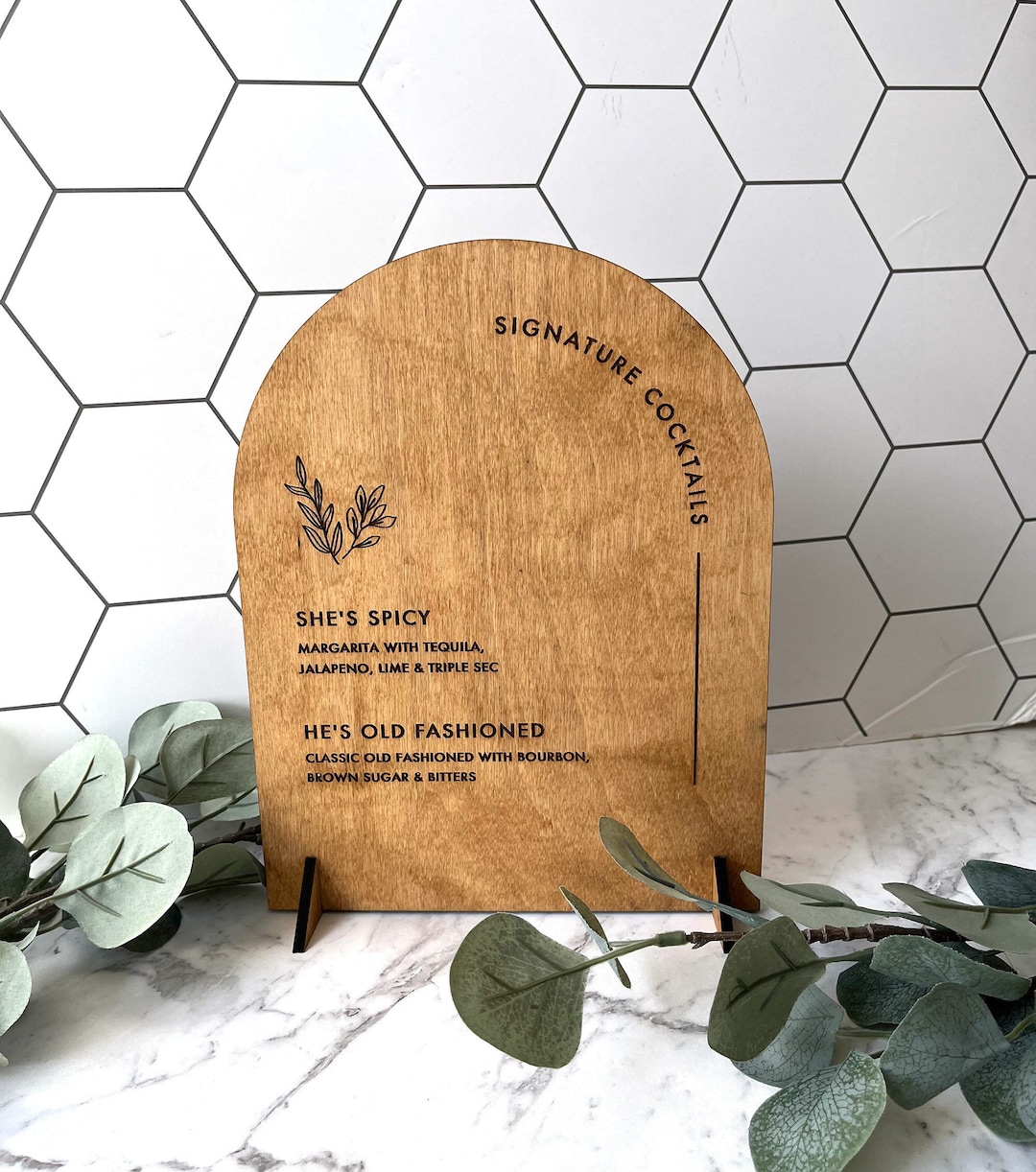 Custom Engraved Bar Menu Sign / Signature Drink Sign / Open Bar Wedding ...