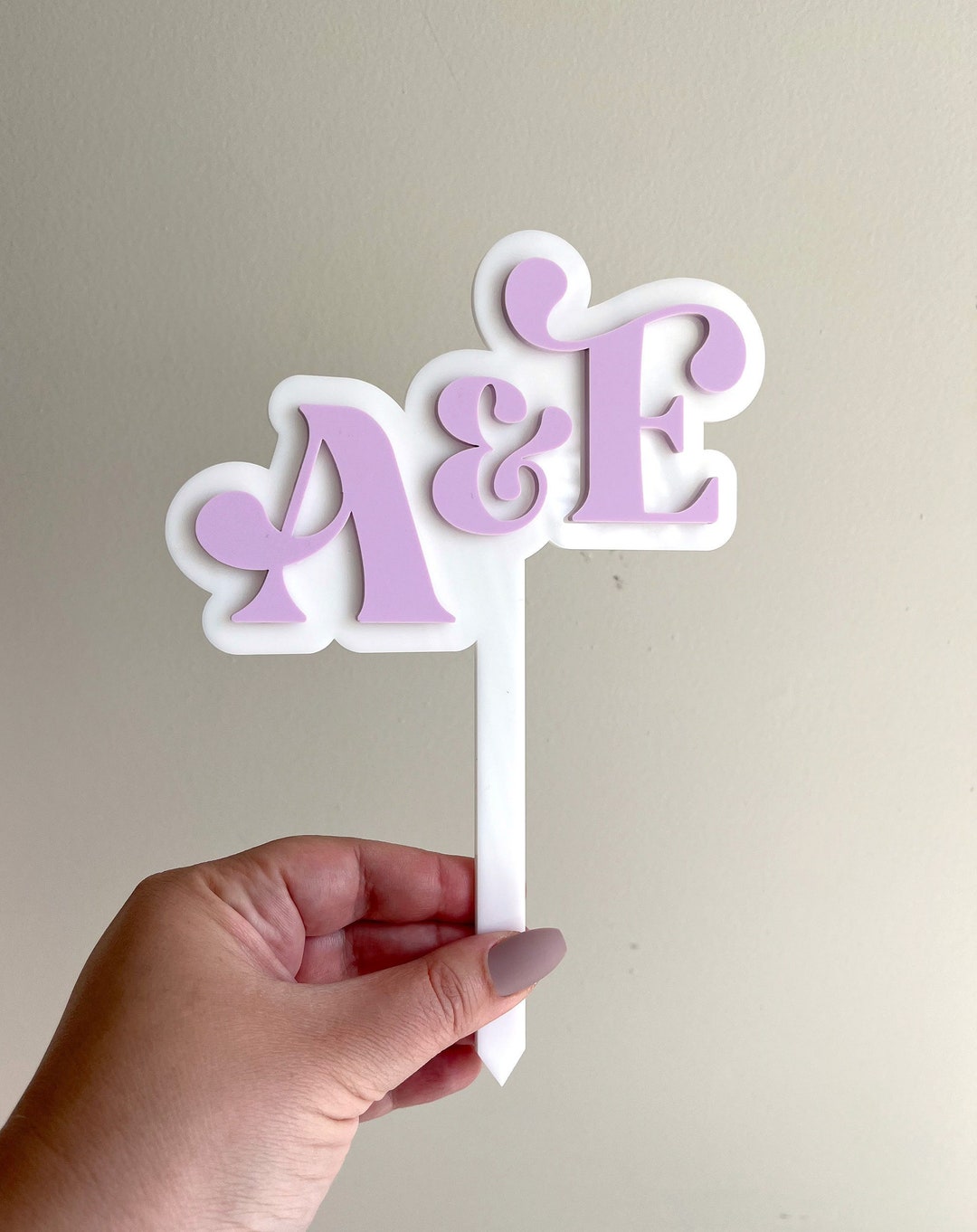 Retro Initials Cake Topper | Custom Disco Wedding Cake Topper ...