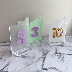 Wavy Custom Table Numbers / Colorful Wedding Decor / Disco Table ...