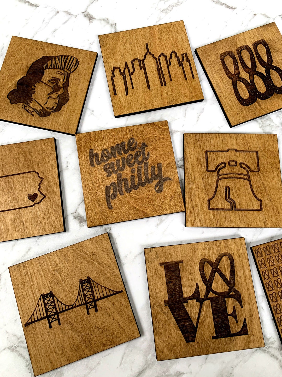Philly Wooden Coasters / Customizable / Philadelphia Wedding Favor ...