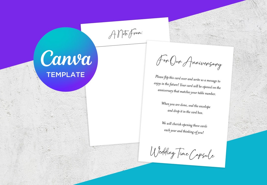 Wedding Time Capsule Canva Template | Digital Download | Black and ...