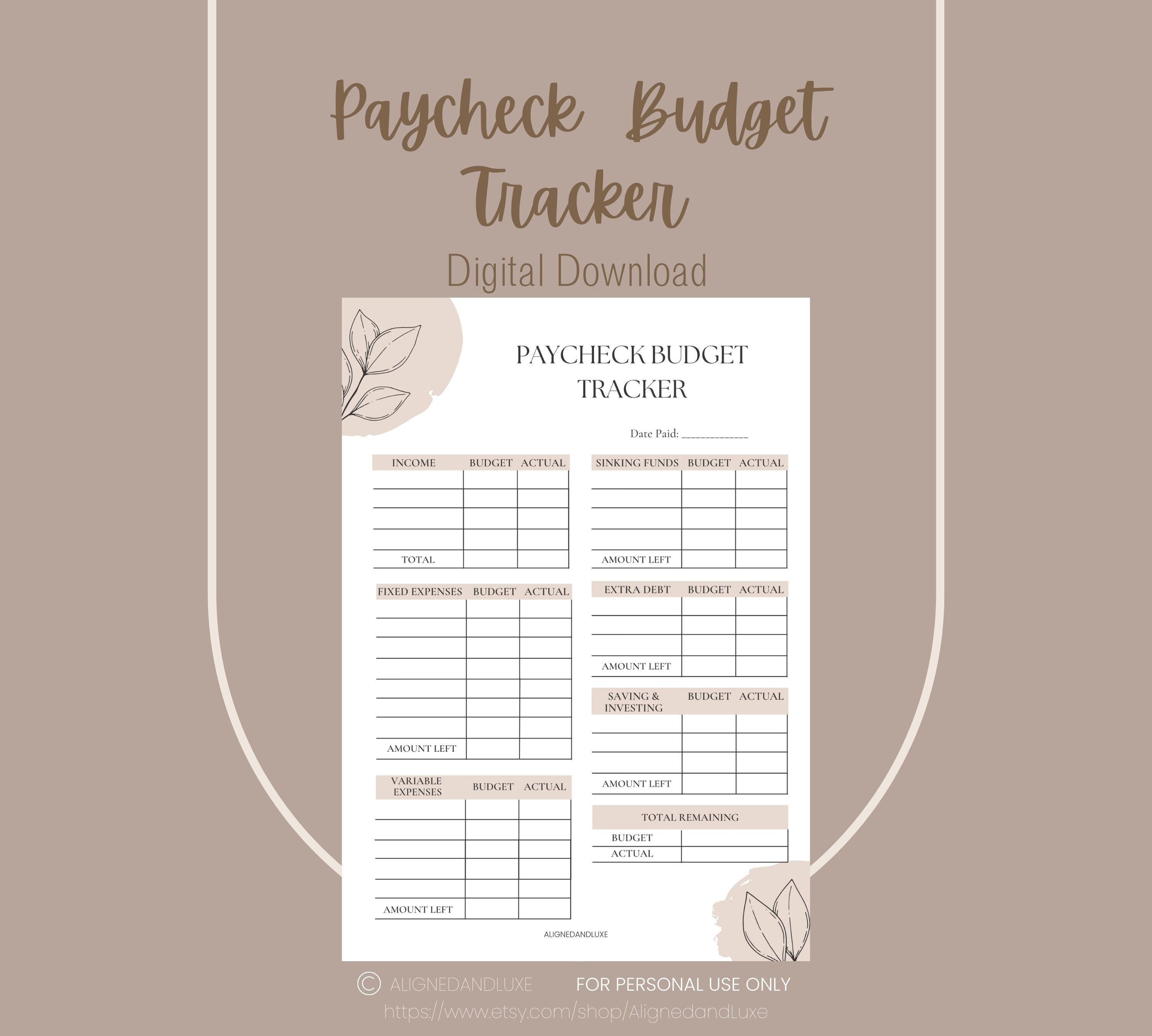 Neutral, Minimal, Paycheck Budget Tracker Planner Insert PRINTABLE A5 ...