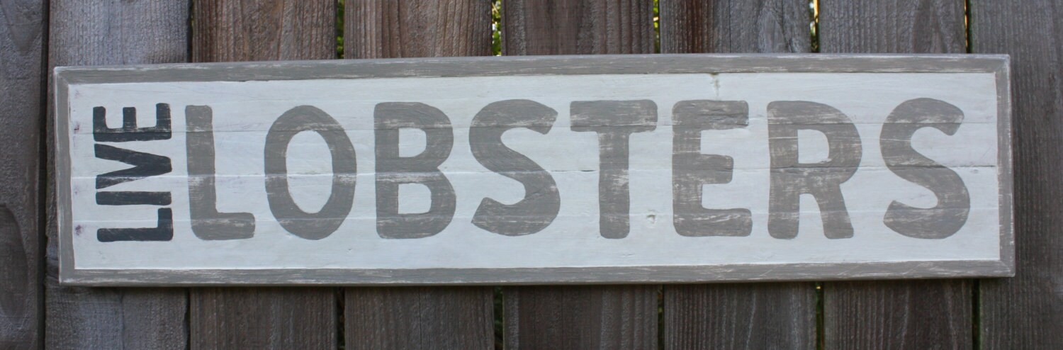 LIVE LOBSTERS Wooden Sign - Lobsters Sign, Lobter Pound Sign, Maine ...