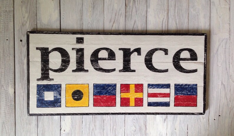 Custom Nautical Flag Name wooden sign personalized nautical | Etsy