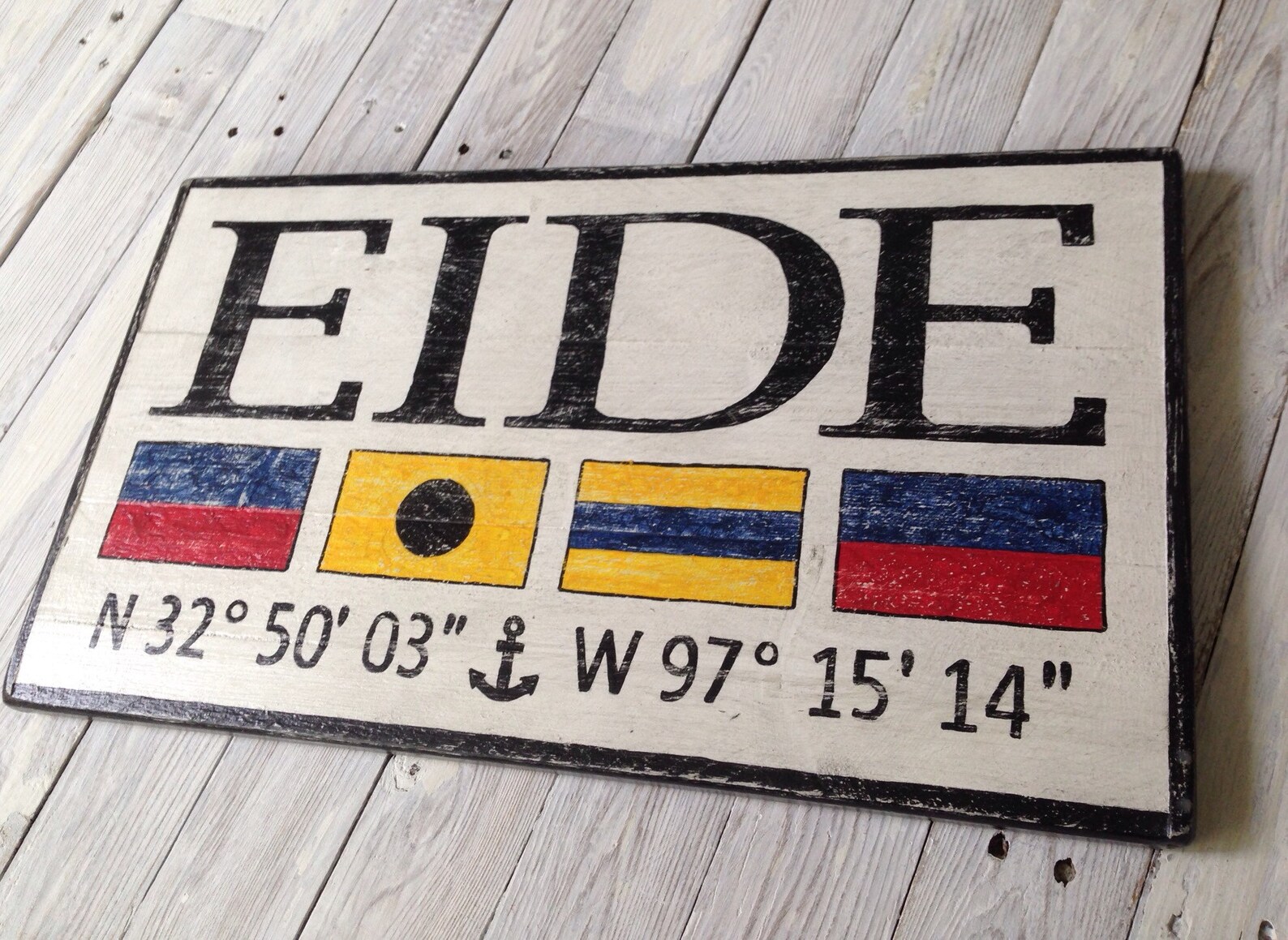 Personalized Nautical Flag Name GPS Sign personalized | Etsy