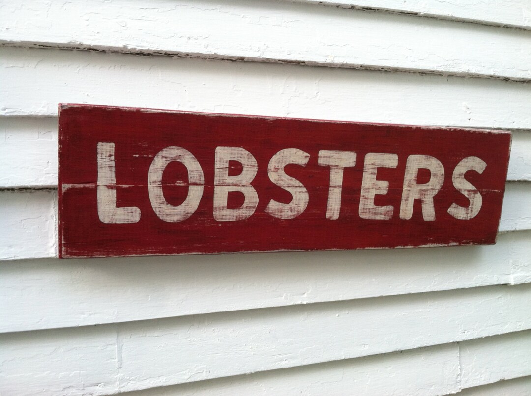 LOBSTERS Wooden Sign - Lobsters Sign, Red Lobster, Lobster Decor ...