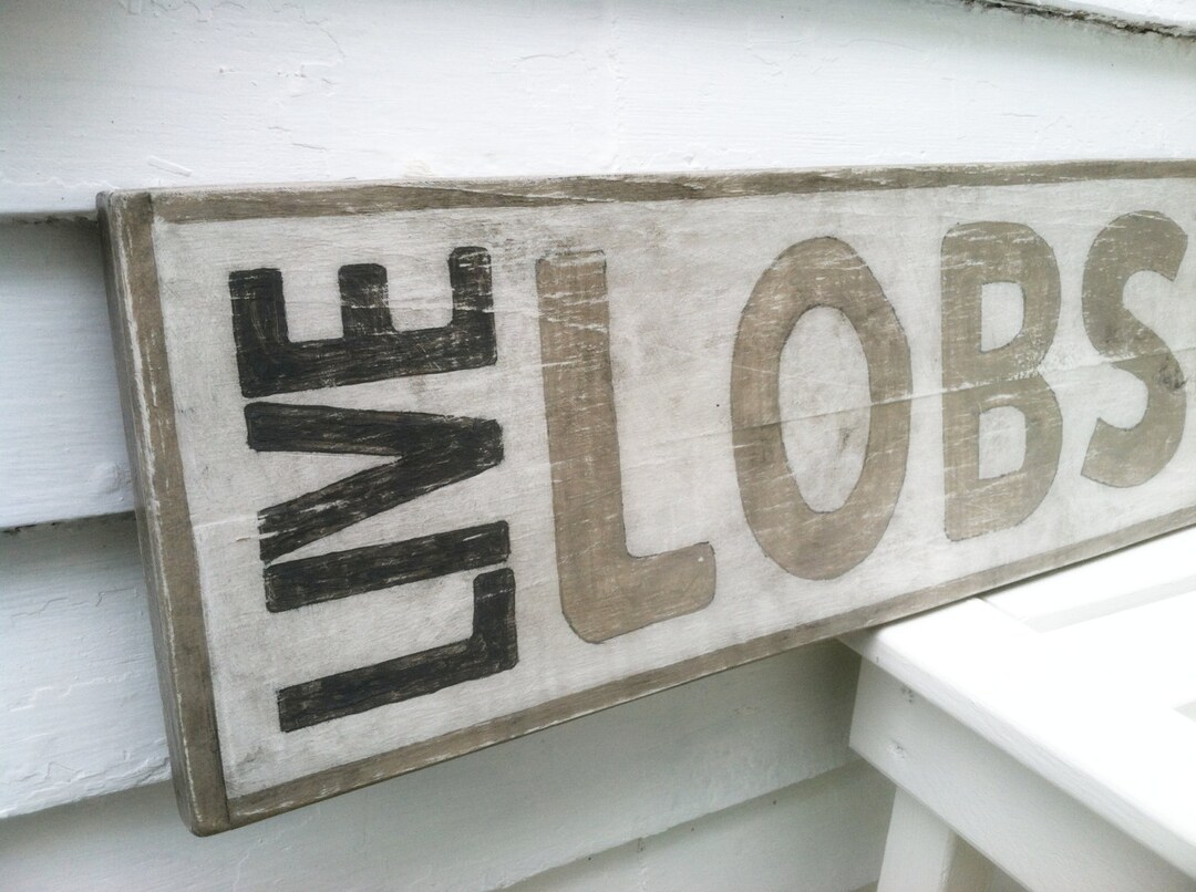 LIVE LOBSTERS Wooden Sign - Lobsters Sign, Lobter Pound Sign, Maine ...