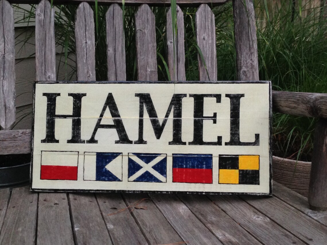 Custom Nautical Flag Name Wooden Sign - Personalized Nautical Flag Sign ...