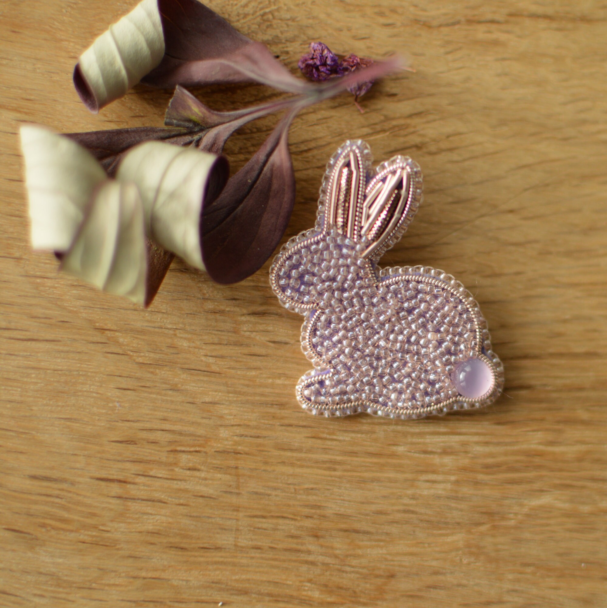 Pink Bunny Pin, Cute Pink Rabbit Brooch, Bead Embroidered Jewelry, Gift ...