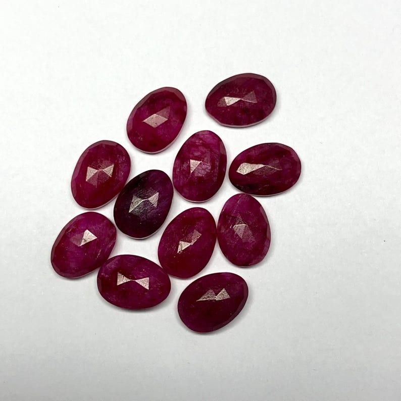 Ruby Rose Cut Gemstone Ruby Calibrated Loose Stone ( Egg Shape ) - Etsy UK