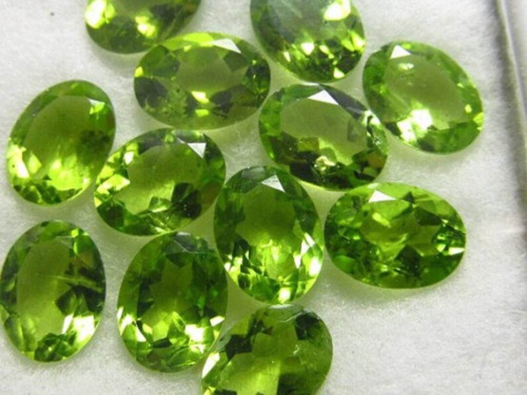 Lot of 10 Pieces Peridot Oval Cut Pointed Back Loose Gemstone 3x4,3x5 ...