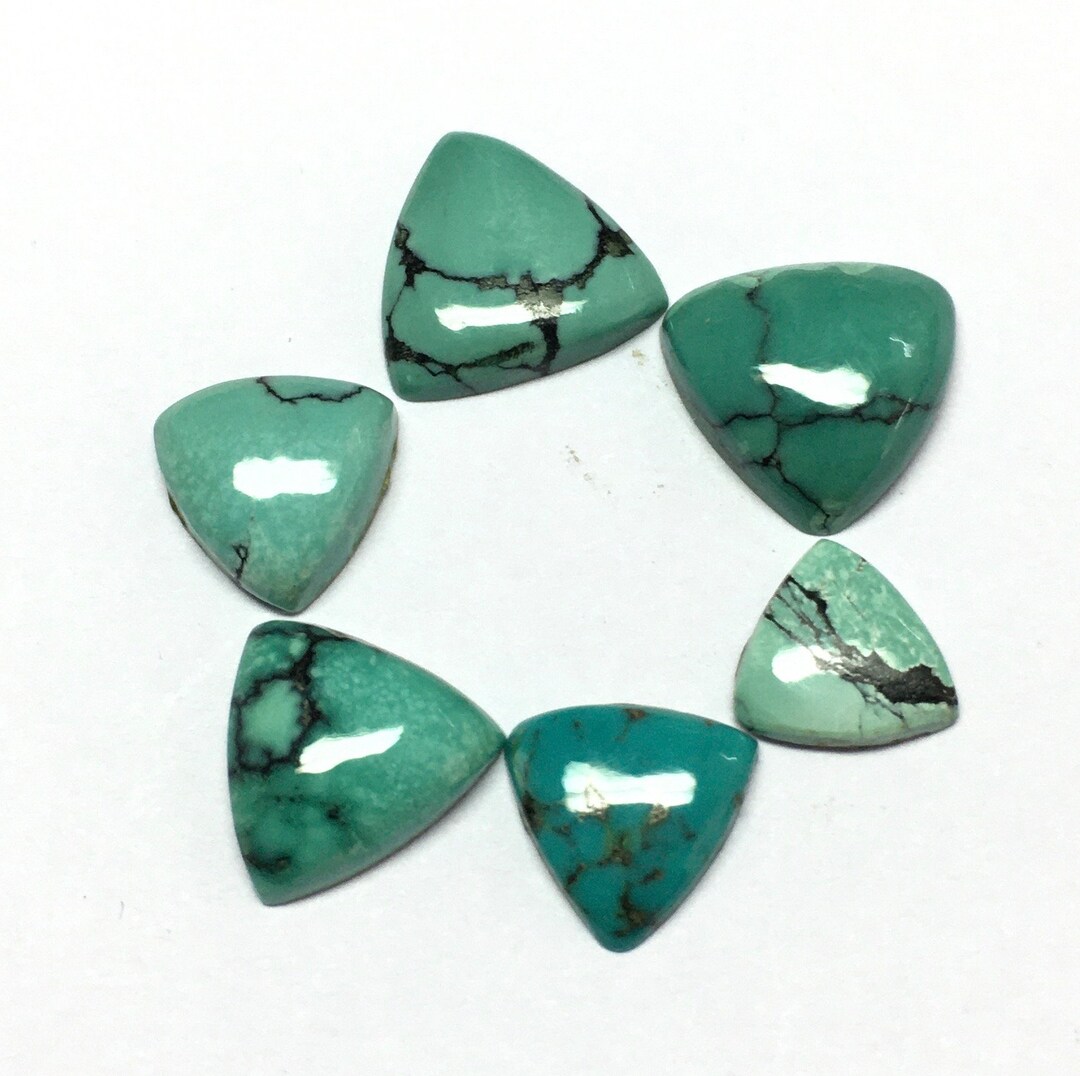 10 AAA Turquoise Triangle Cabochons: Natural Gemstone Lot (3x3 to 15x15 ...