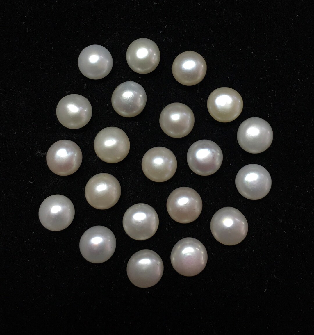 Natural AAA Freshwater Pearl Cabochon Round Flat Back Loose Gemstone ...