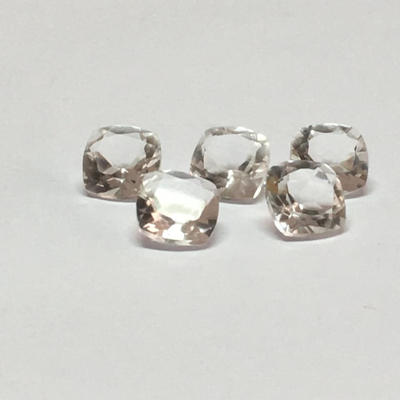 Crystal Quartz Cushion Cut Gemstones: Faceted Pointed Back, 10 Pieces ...