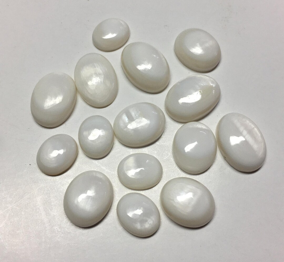 Mother of Pearl Cabochons, Oval Flat Back Gemstones (10 Pcs, 3x5mm ...