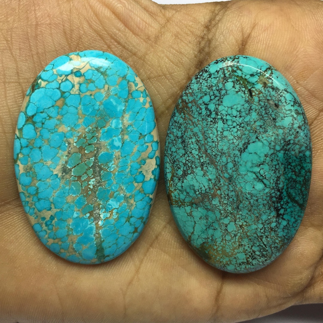 Natural Turquoise Cabochon: AAA Grade Oval Gemstone for Jewelry Pendant ...