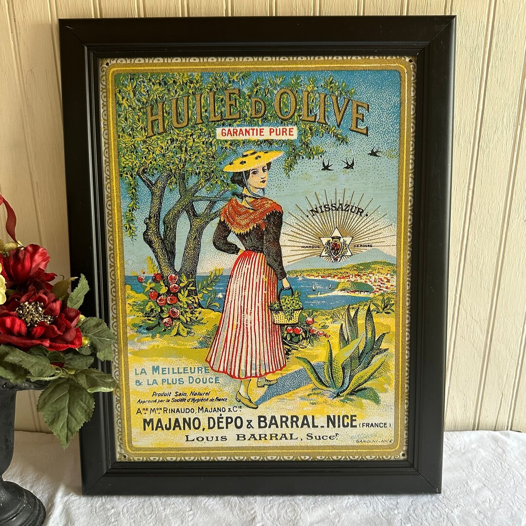 Vintage French Tin/olive Oil Tin Framed - Etsy