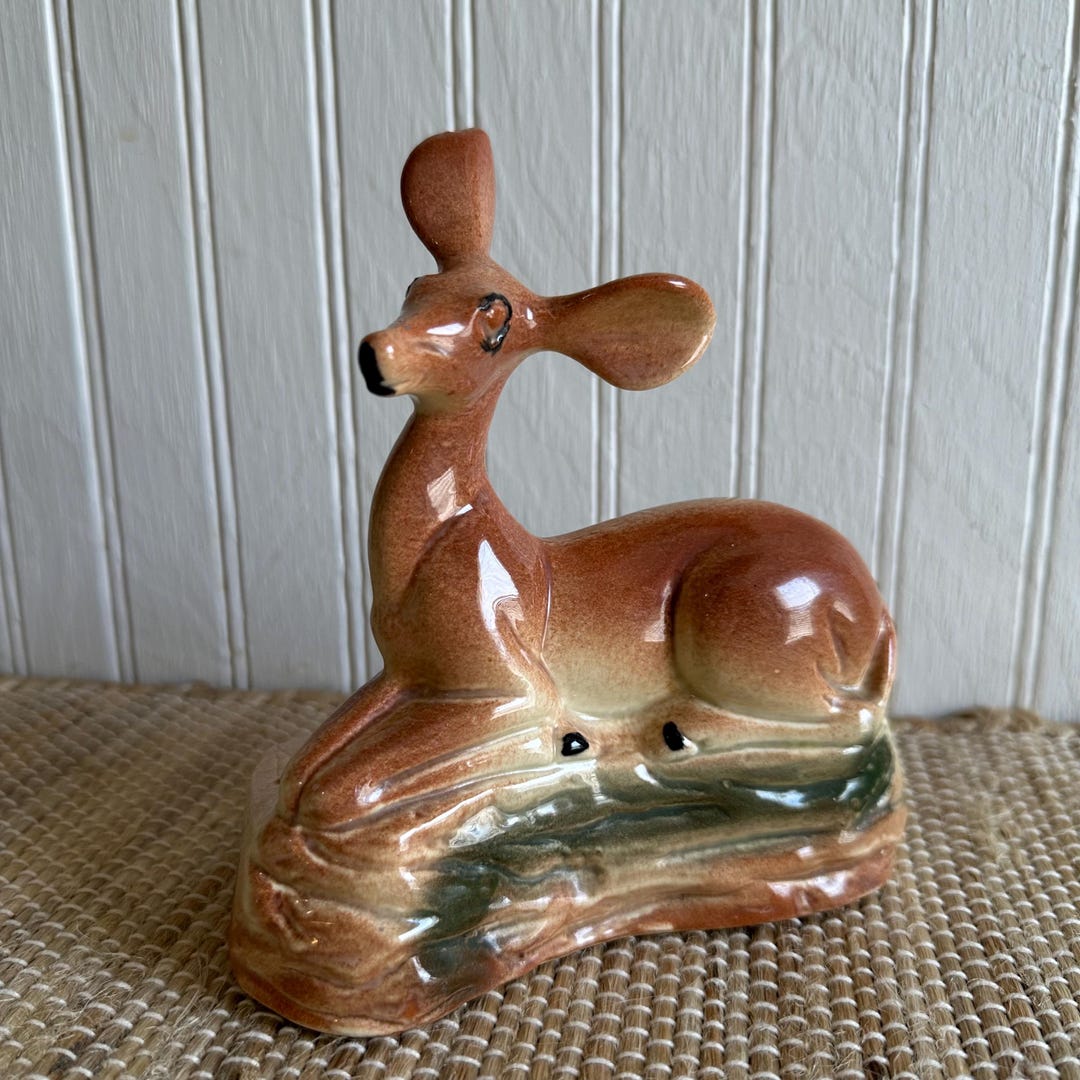 Vintage Flower Frog/mcm Deer Figurine/vintage Ceramic Deer Flower Frog ...