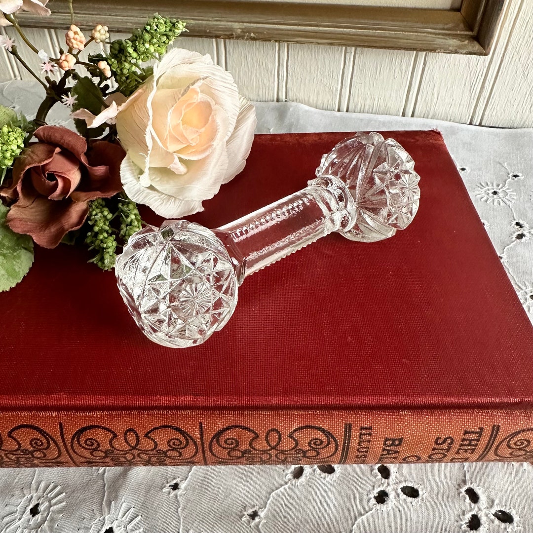 Vintage Glass Knife Rest Barbell/cut Glass Knife Rest - Etsy