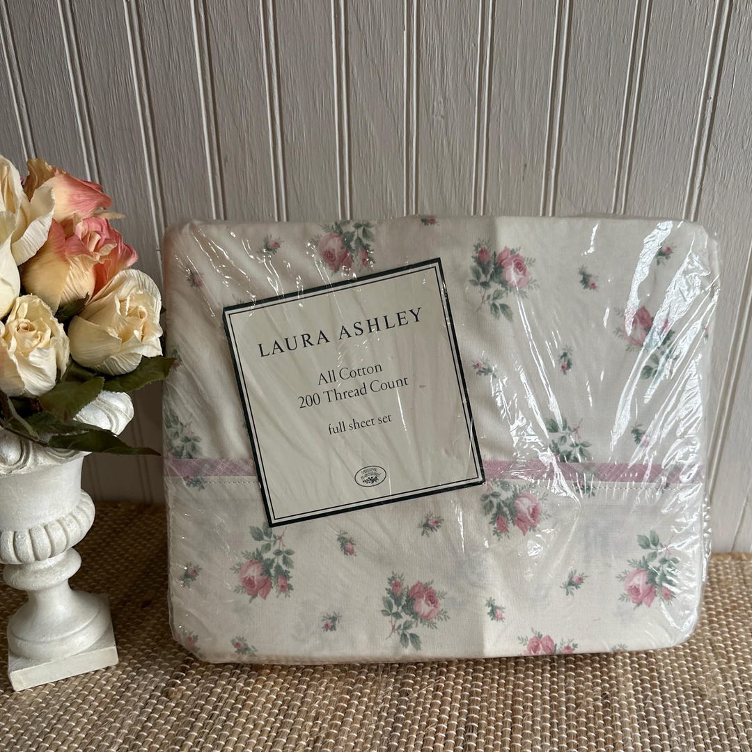 Vintage Laura Ashley Rosemoor Full Sheet Set Rare- Nos/shabby Chic Bedding/cottagecore Bed ...