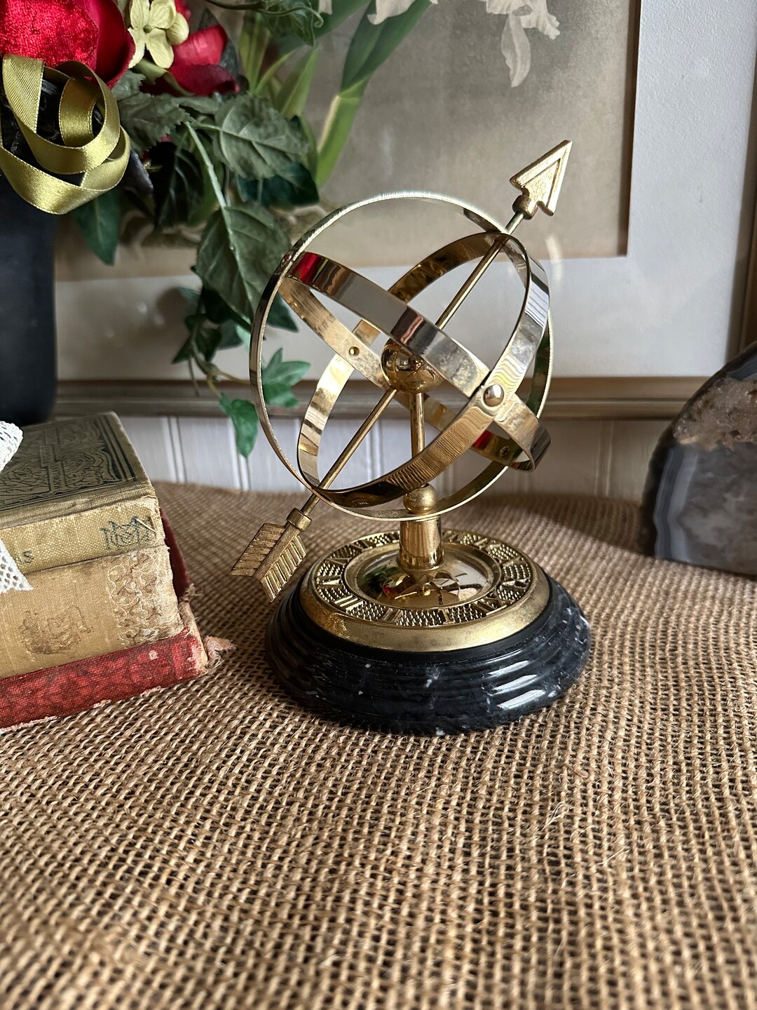 Vintage Brass Armillary Marble Base/ Desktop Armillary/vintage ...